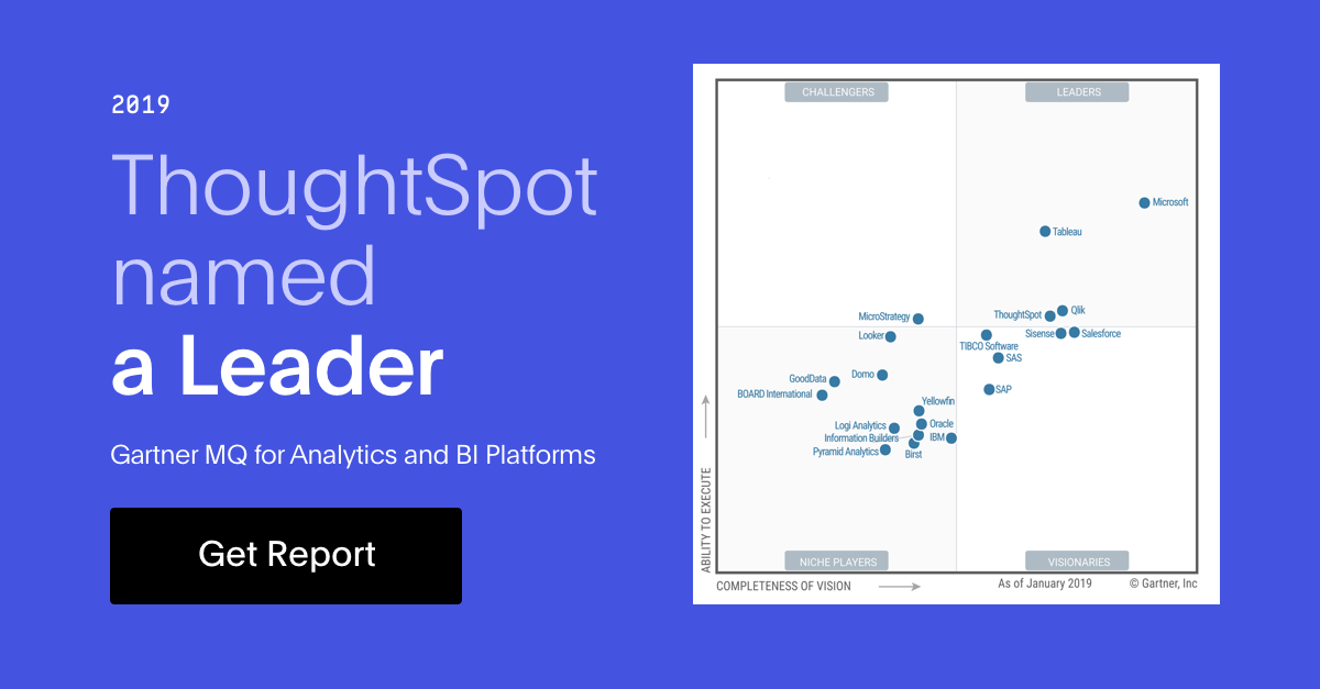 ThoughtSpot Named a Leader in the Gartner 2019 Magic Quadrant for Analytics and Business ...